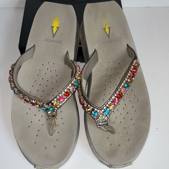 Volatile | Shoes | Volatile Multicolor Rainbow Jewel Thong Sandals ...